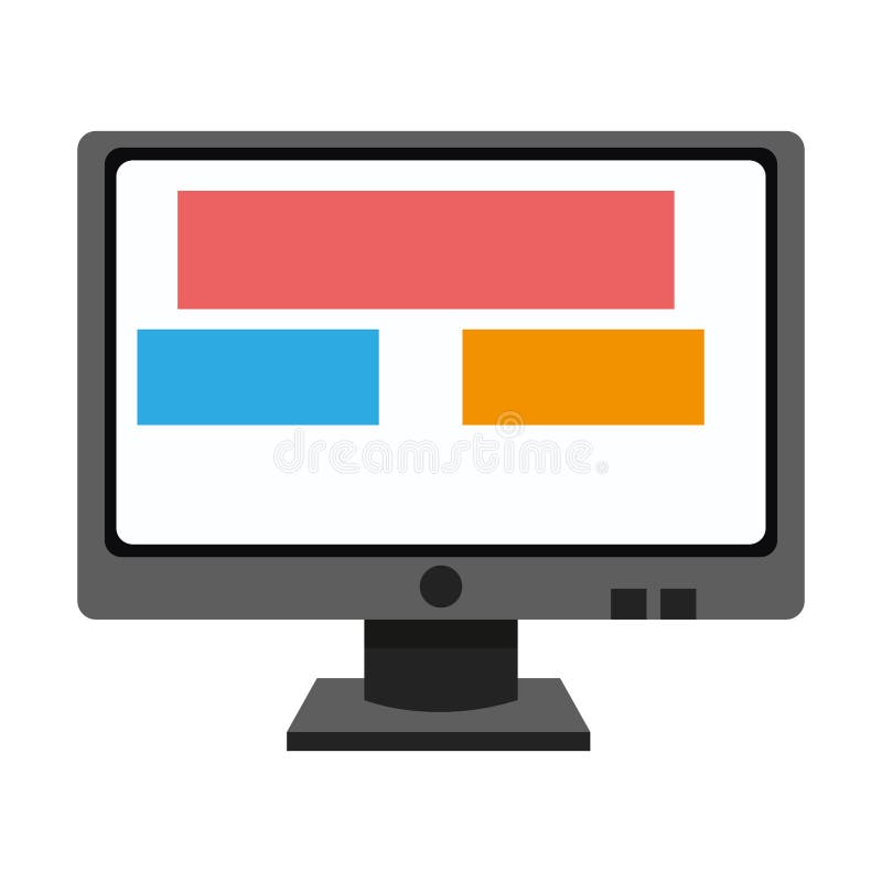 Computer Monitor with Boxes on Screen Icon Stock Illustration ...