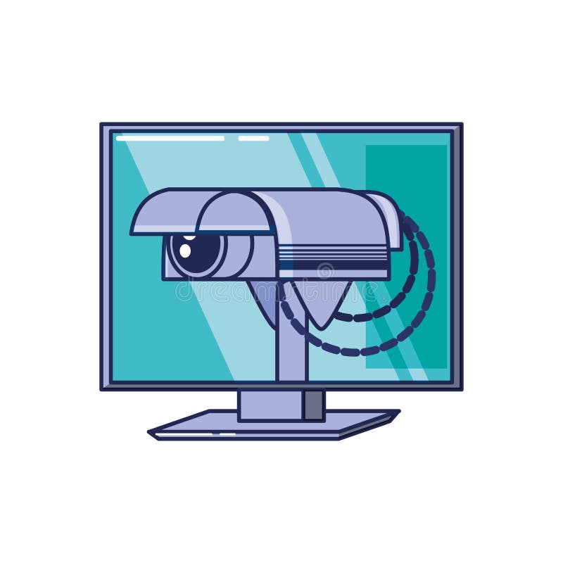 Computer Monitor with Cctv Camera Stock Vector - Illustration of ...