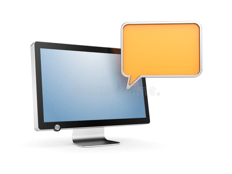 Computer Monitor with Chat Bubble Stock Illustration - Illustration of ...