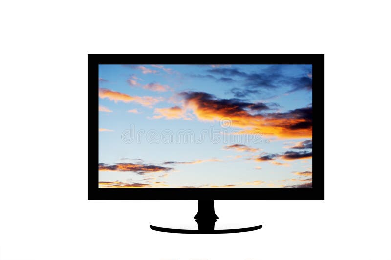 Computer Monitor with a Cloud Background Stock Image - Image of ...