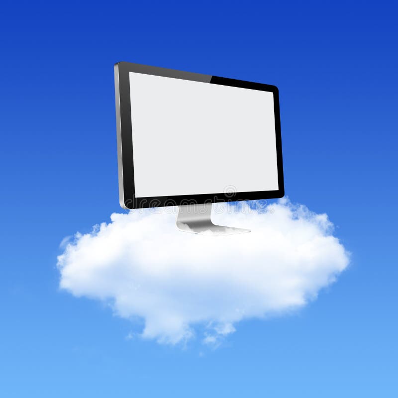 Computer Monitor on Cloud Computing Network Stock Illustration ...