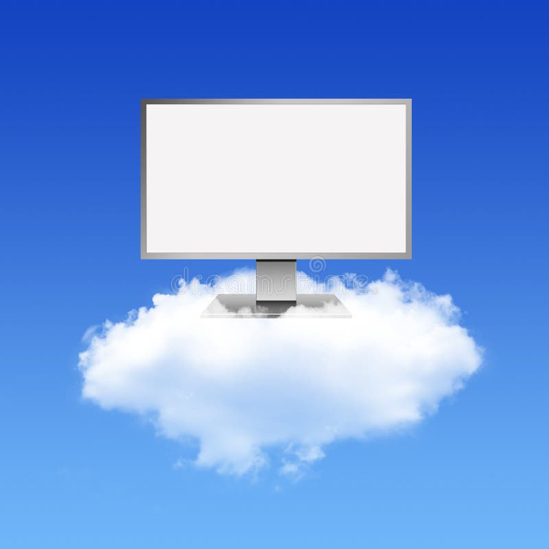 Computer Monitor on Cloud Computing Network Stock Illustration ...