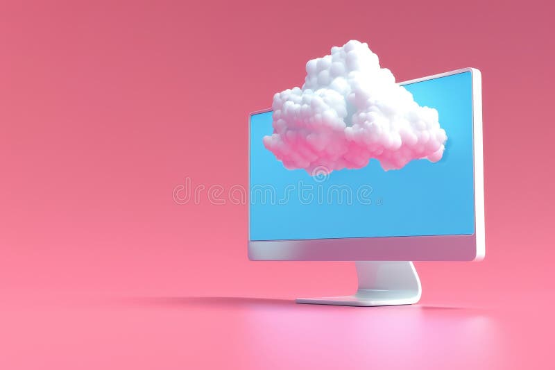 A Computer Monitor with a Cloud on the Screen with Generative AI Stock ...