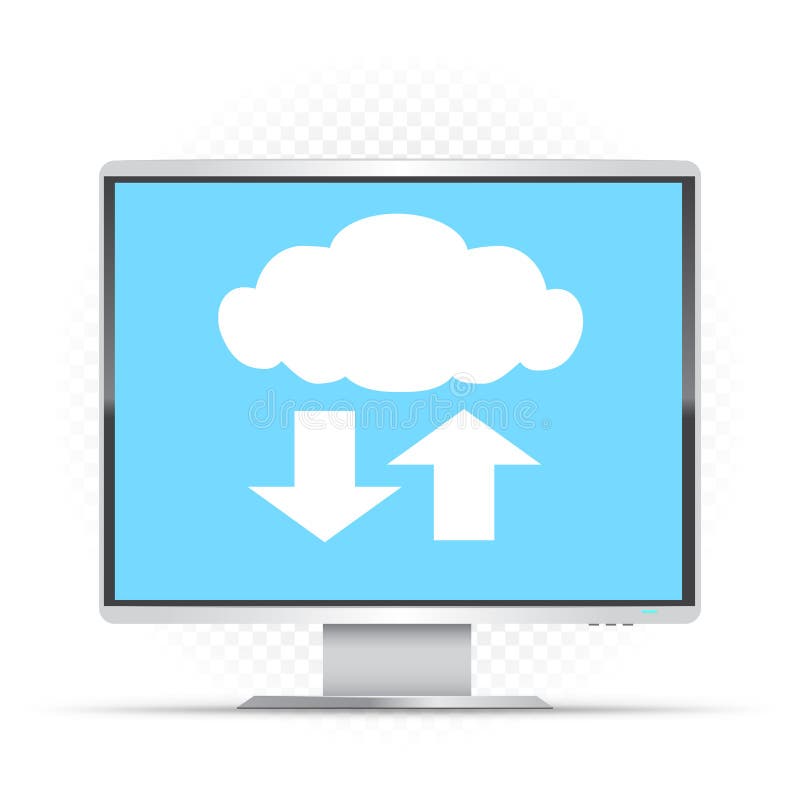 Computer Monitor and Cloud Service Sign Stock Vector - Illustration of ...