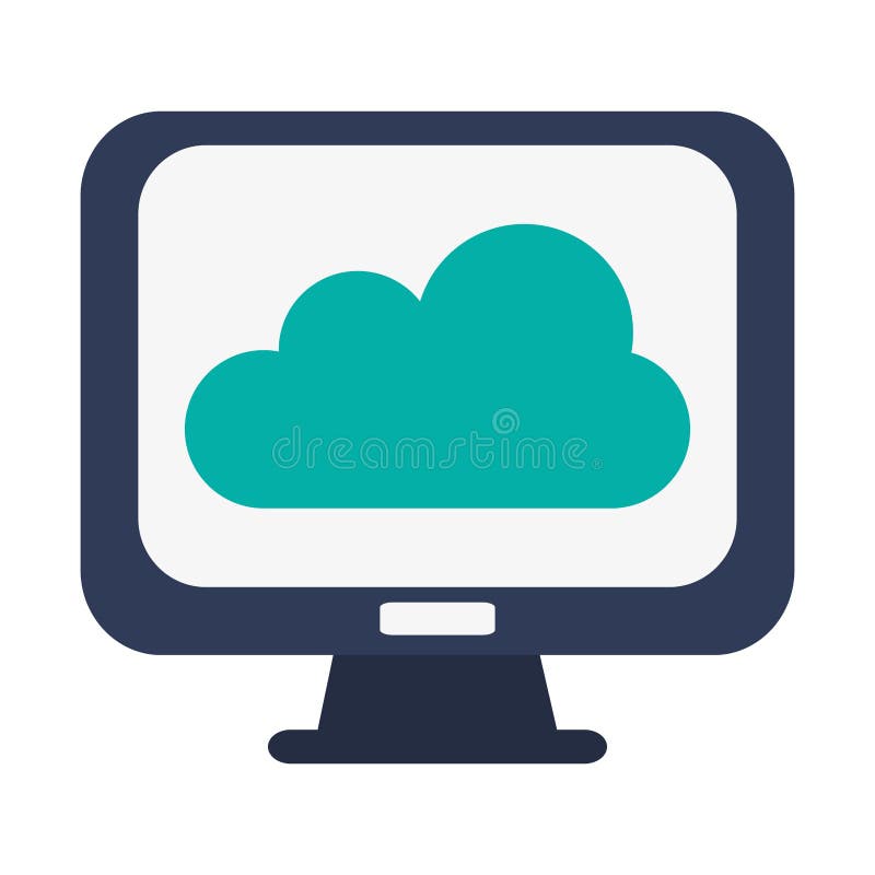 Computer monitor and cloud stock illustration. Illustration of business ...