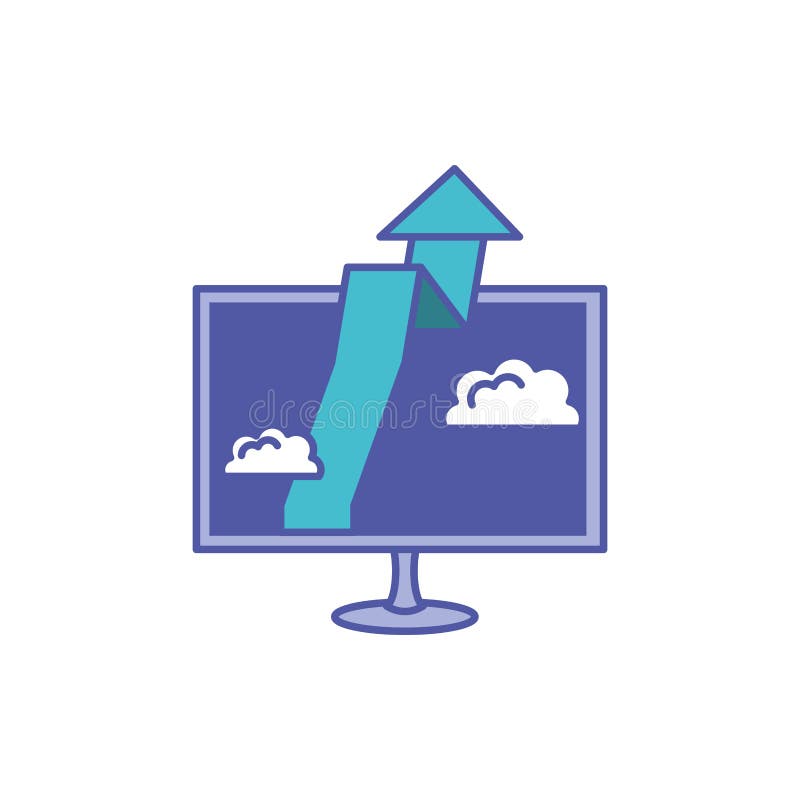 Computer Monitor with Clouds Computing and Arrow Up Stock Illustration ...