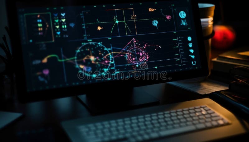 Computer Monitor With Code On Screen Computer Monitor And Keyboard