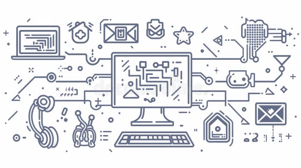 A Computer Monitor with Code on Screen, Laptop, Microcircuit Chip ...