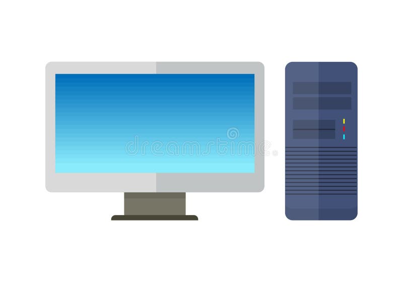 Computer Monitor with Computer System Unit Stock Vector - Illustration ...