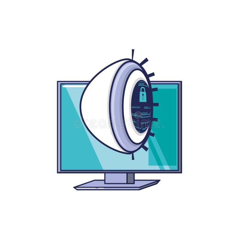 Computer Monitor with Cyber Security Eye Stock Vector - Illustration of ...