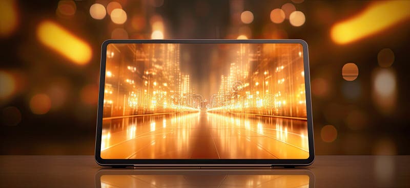 Computer Monitor on a Dark Background Stock Illustration - Illustration ...