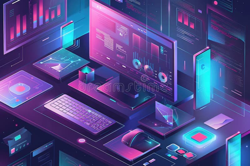 Computer Monitor on a Desk, a Common Office Setup Stock Image - Image ...