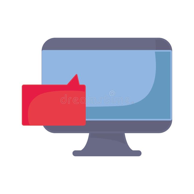 Computer Monitor Speech Bubble Stock Vector - Illustration of brochure ...