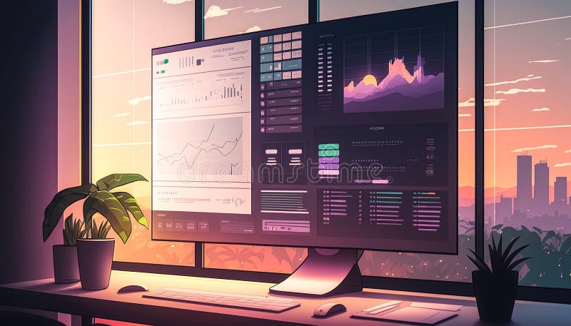 Computer Monitor with Different Graphics, Generative AI. Stock ...