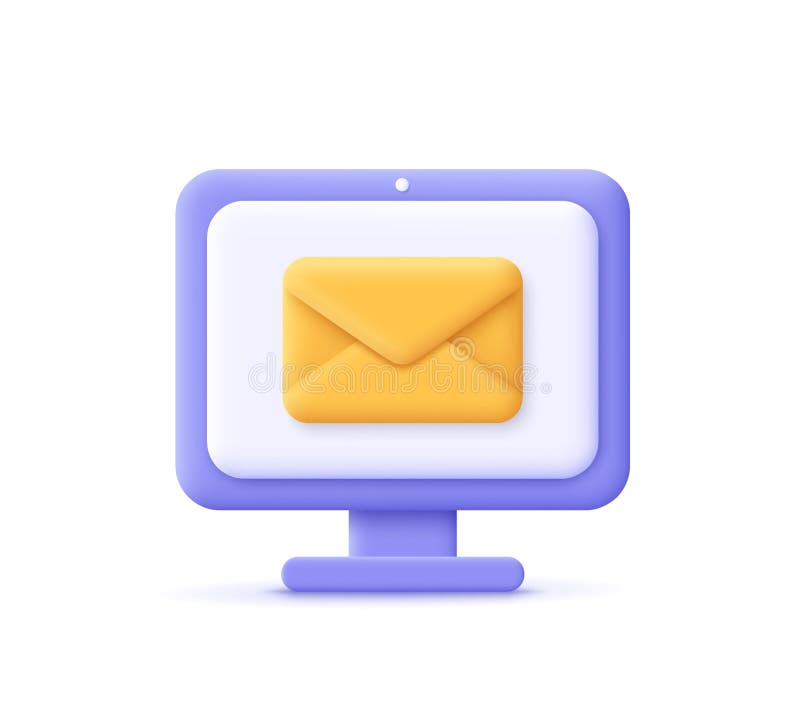 Computer Monitor Display and Envelope. Mail Service, E-mail Message ...