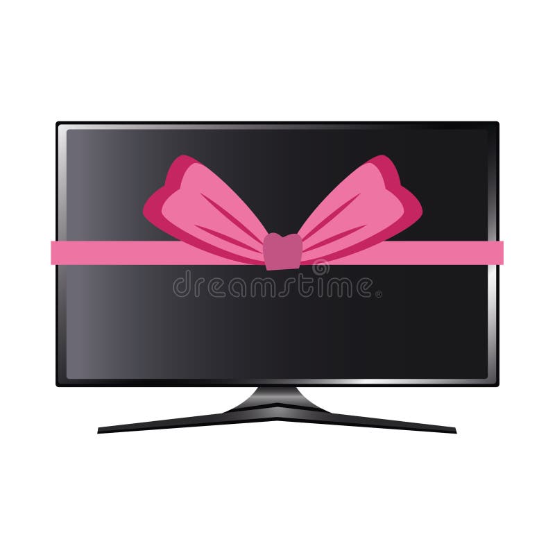 Computer Monitor Display with Gift Bow Stock Vector - Illustration of ...