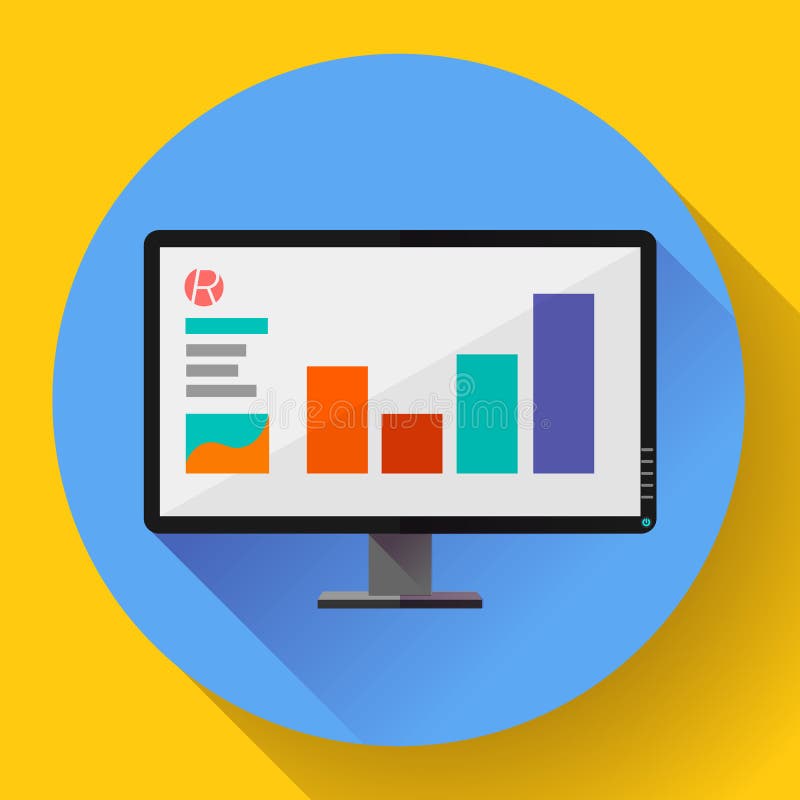 Computer Monitor Display Wide Screen Icon. Presentation. Flat Design ...