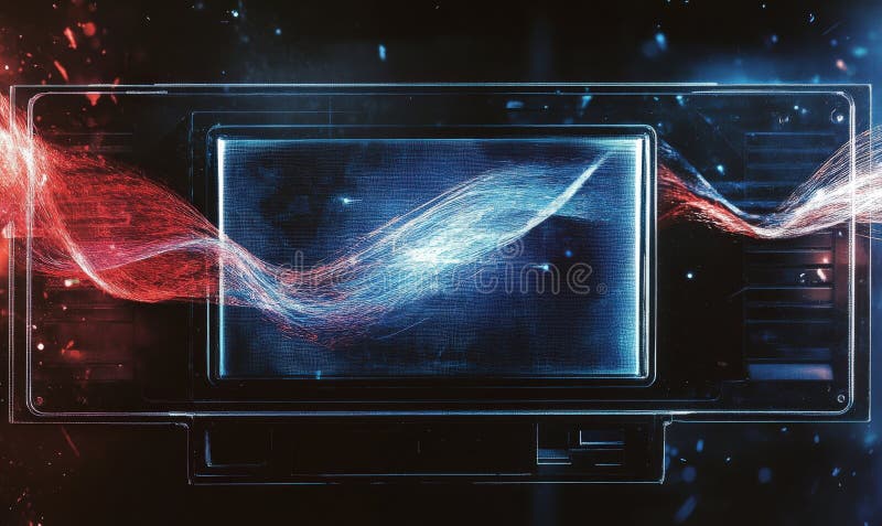 A Computer Monitor Displaying an Animated Red and Blue Wave Pattern ...