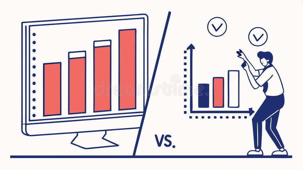 Monitor with Bar Chart, Data Comparison, Business Analytics, Performance Analysis, and Data ...