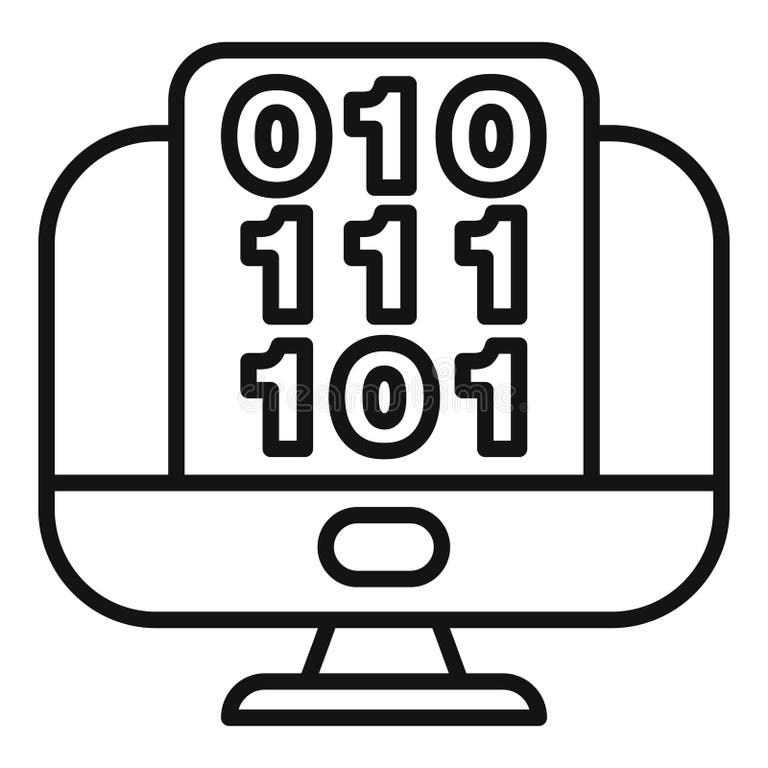 Computer Monitor Displaying Binary Code Representing Data Stock Vector Illustration Of Design