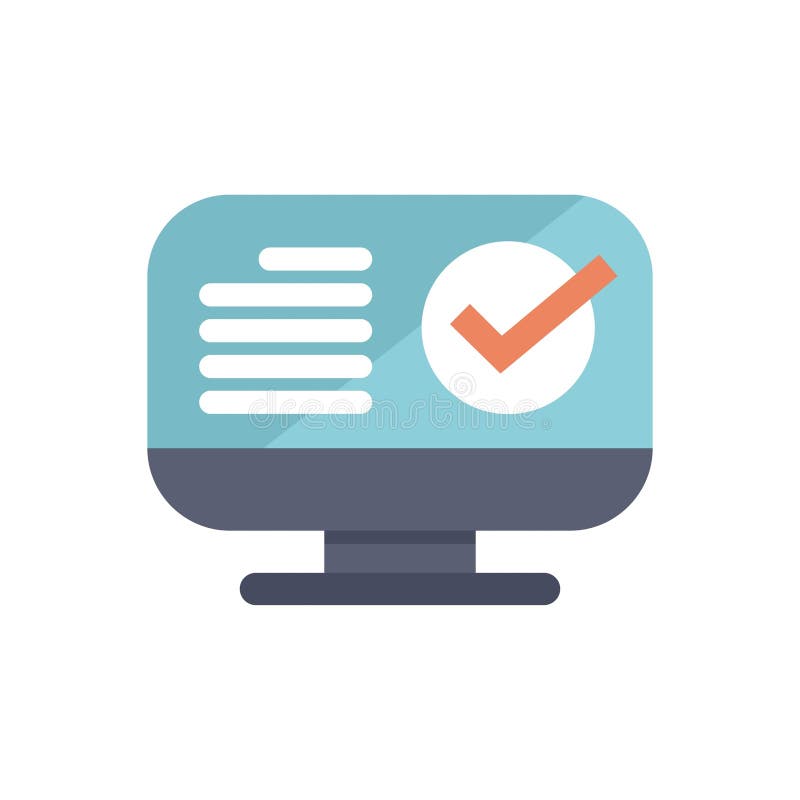 Computer Monitor Displaying Checkmark Icon for Completed Task Stock ...