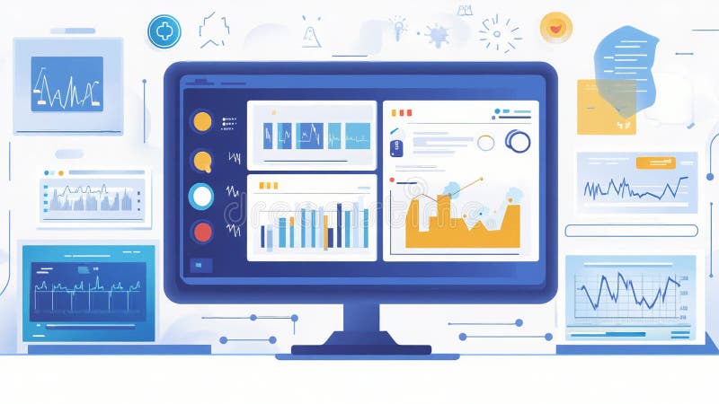 Computer Monitor Displaying Complex Data Analysis Charts and Graphs Stock Video - Video of ...