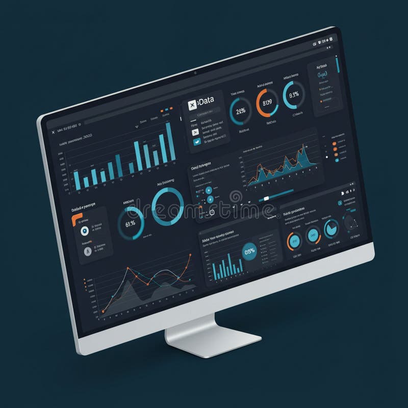 Computer Monitor Displaying a Data Analytics Dashboard. the Screen Features Variou Stock ...