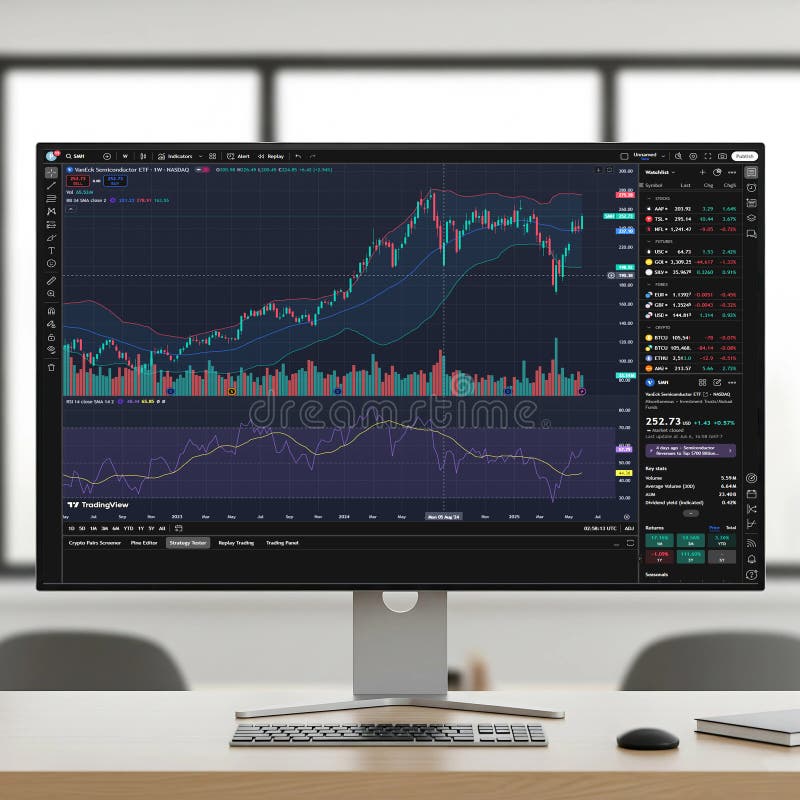 Stock Market Chart on Monitor TradingView Interface with Candlestick ...