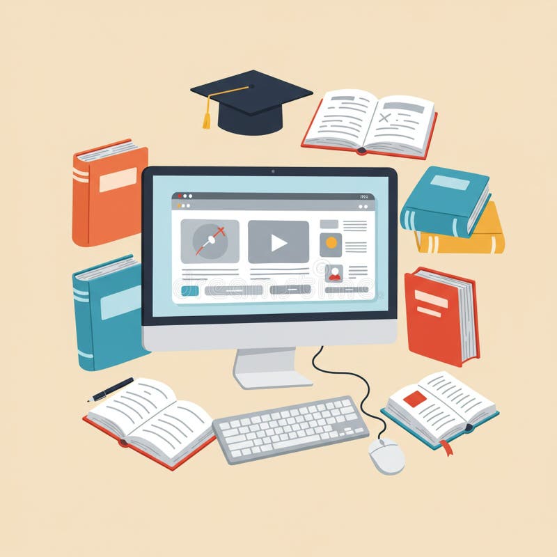 A Computer Monitor Displaying Educational Content, with an Interface ...