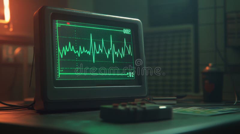 Computer Monitor Displaying a Green Screen on a Modern Office Desk with ...