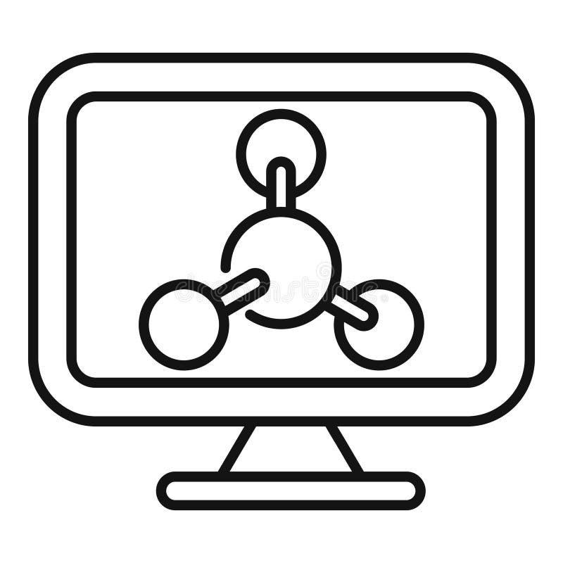 Computer Monitor Displaying Molecular Structure Icon Stock Illustration ...