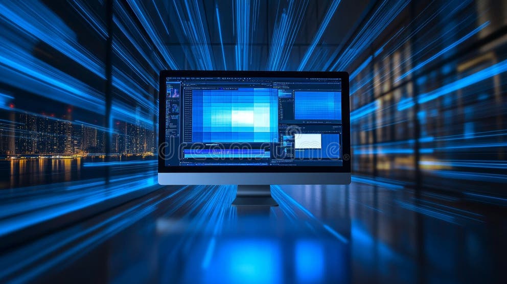 Computer Monitor Displaying Photo and Video Editing Using Modern ...
