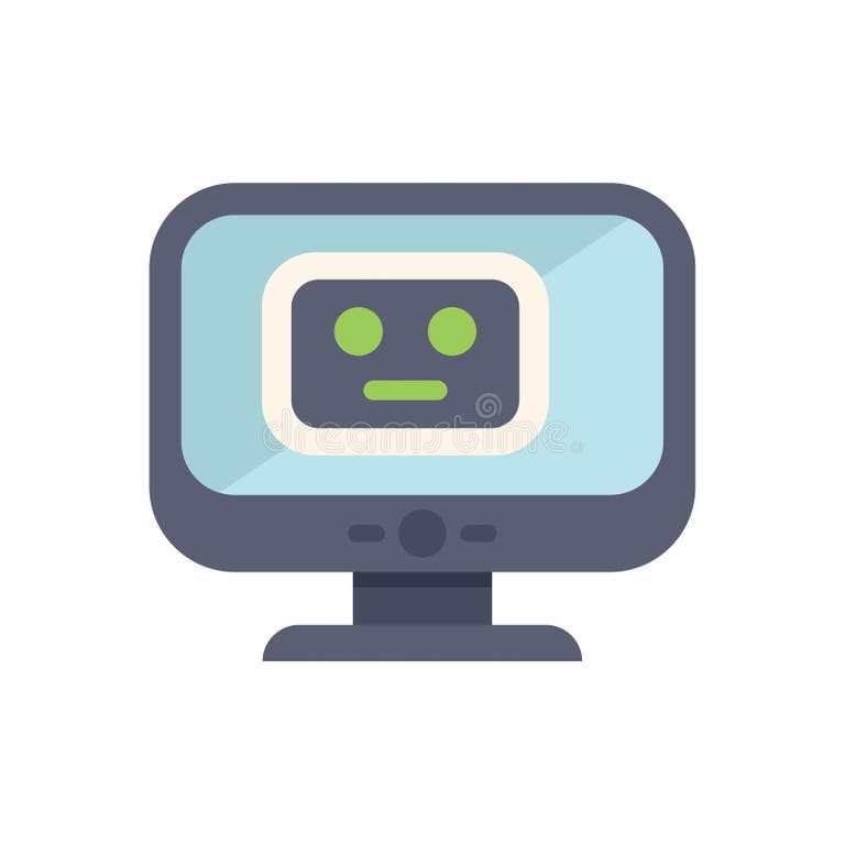 Computer Monitor Displaying Robot Face for Artificial Intelligence Concept Stock Illustration ...