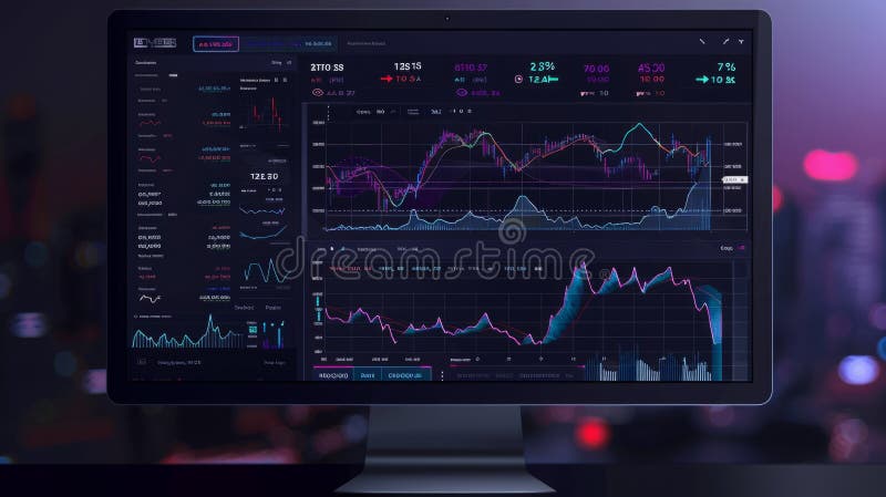 Computer Monitor Displaying Stock Chart Stock Image - Image of ...