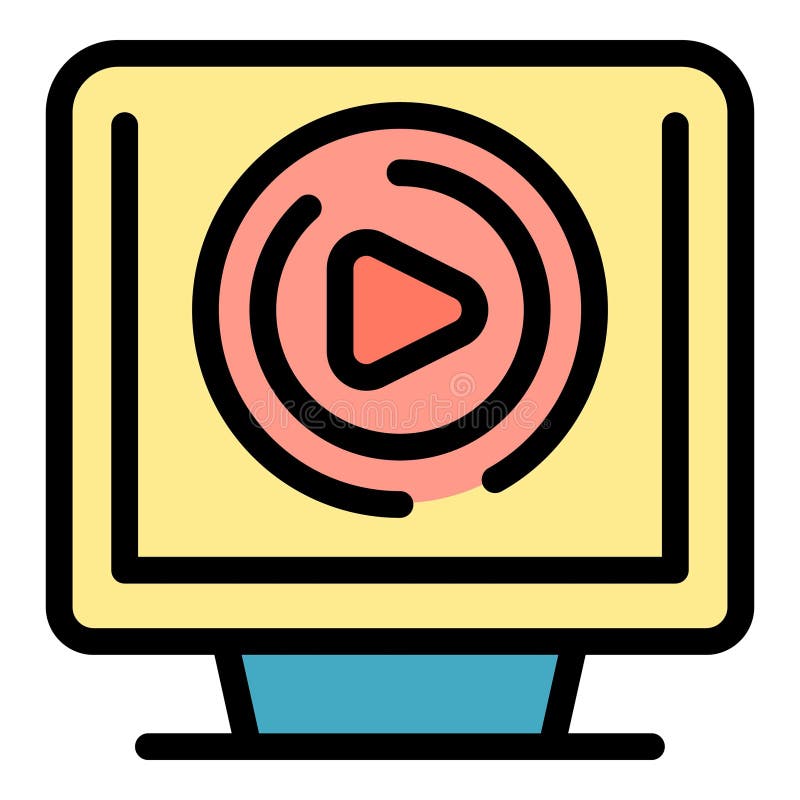 Computer Monitor Displaying Streaming Video Player Icon Stock Vector - Illustration of play ...