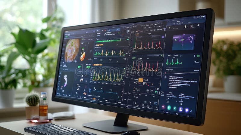 Computer Monitor Displaying Various Graphs and Charts Stock ...