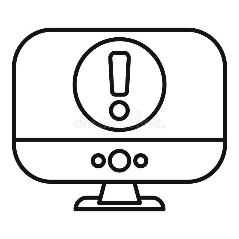 Computer Monitor Displaying Warning Message with Exclamation Mark Icon ...