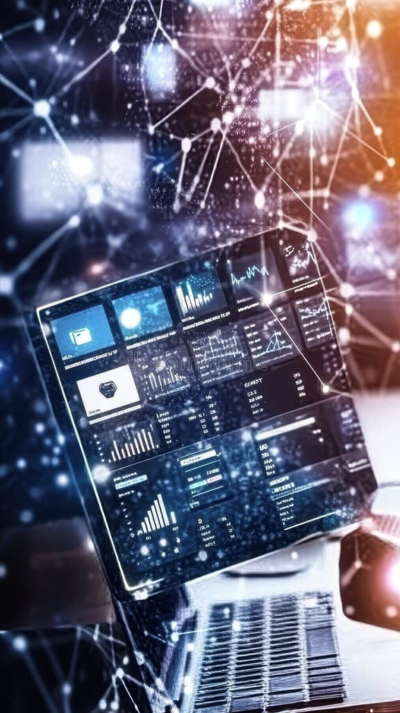 A Computer Monitor with a Lot of Numbers and Graphs on it Stock Image ...