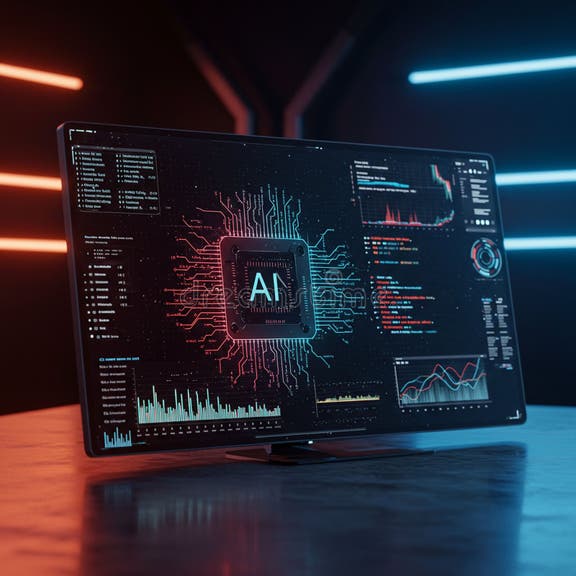 A Computer Monitor Displays a Complex Interface Focused on Artificial ...