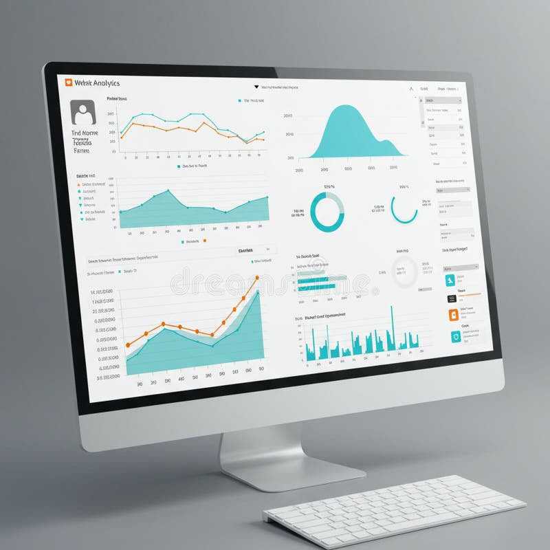 A Computer Monitor Displays a Data Analytics Dashboard with Various ...