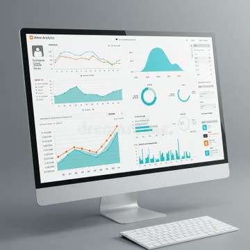 A Computer Monitor Displays a Data Analytics Dashboard with Various ...
