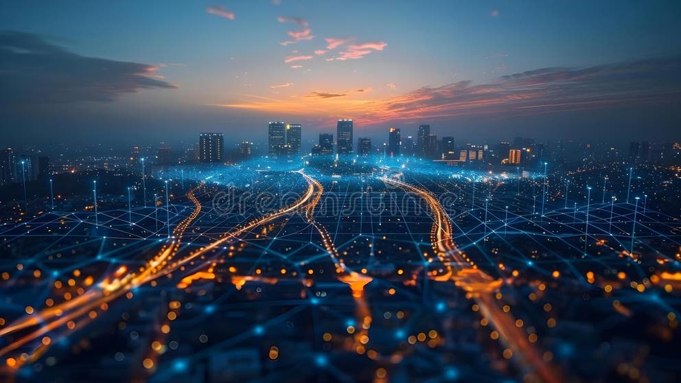 Computer Monitor Displays Dynamic 3d Landscape With Realtime Traffic