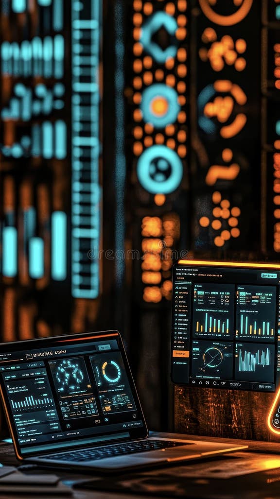 A Computer Monitor Displays a Number of Graphs and Charts Stock Photo ...