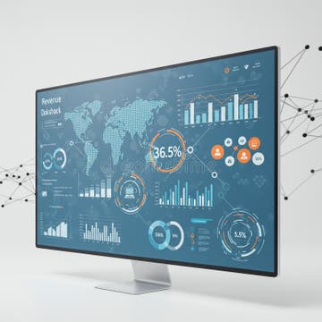 A Computer Monitor Displays Various Data Visualizations and ...