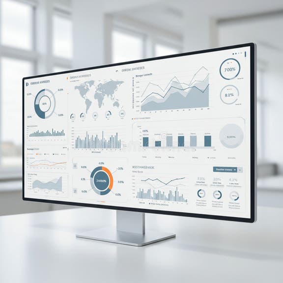 A Computer Monitor Displays Various Data Visualizations within a Modern ...