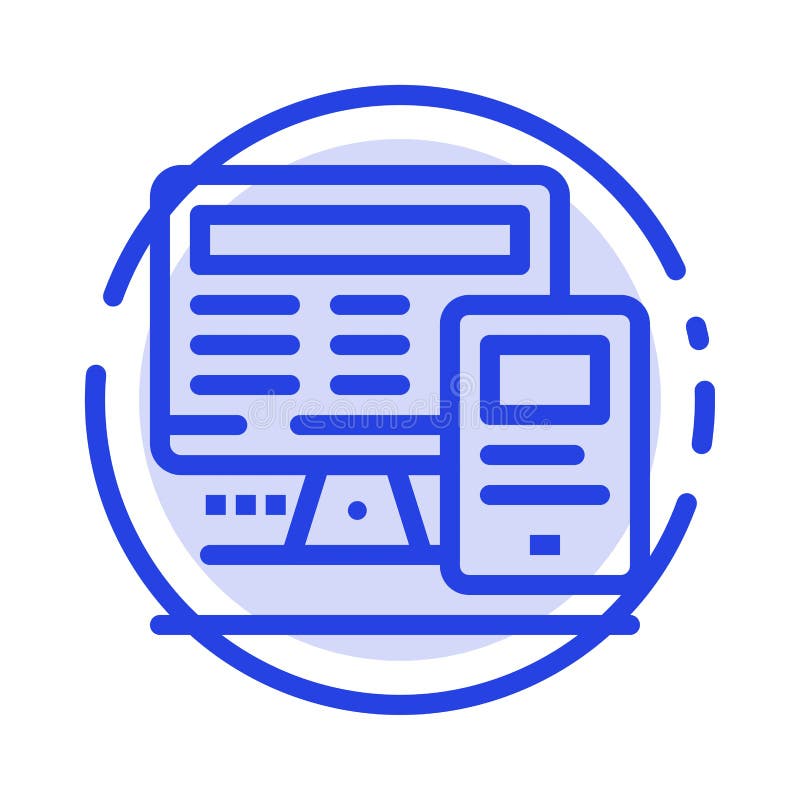 Computer, Monitor, Education, Calculate Blue Dotted Line Line Icon ...