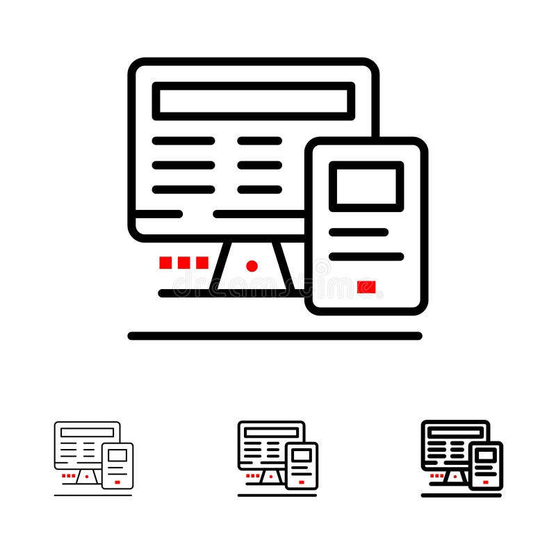 Computer, Monitor, Education, Calculate Bold and Thin Black Line Icon ...