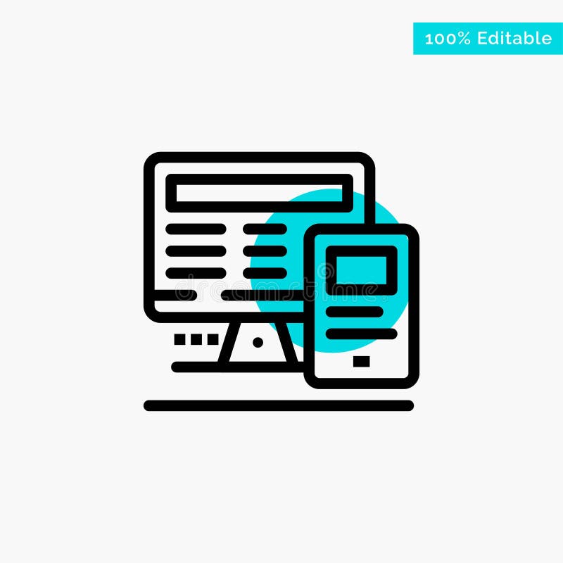 Computer, Monitor, Education, Calculate Turquoise Highlight Circle Point Vector Icon Stock ...