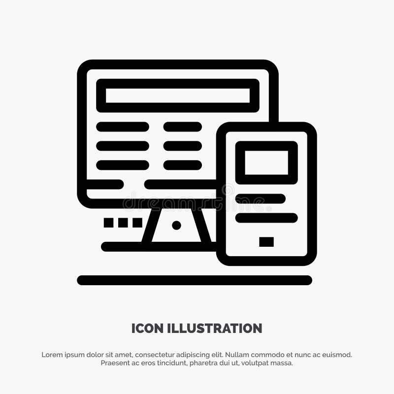 Computer, Monitor, Education, Calculate Vector Line Icon Stock Vector ...