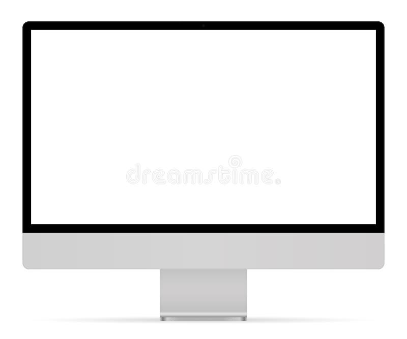 Computer Monitor with Empty Display, Device Screen Mockup Silver Color ...
